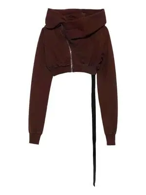 Rick Owens Cowl-neck Cropped Sweatshirt - Red