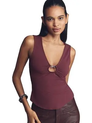 Maeve Keyhole Tank Top - Burgundy