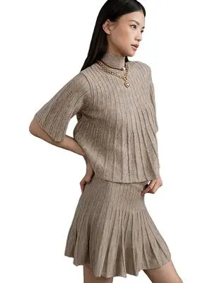 Maeve Ribbed Sweater Mini Skirt - French Gray