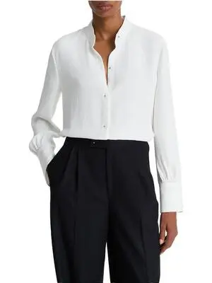 Vince Metal-button Crepe Shirt - White