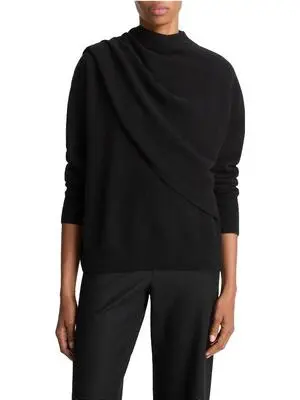 Vince Draped-shawl Wool-cashmere Sweater - Black