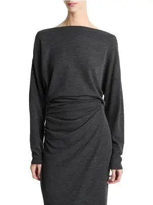 Vince Draped Wool-blend Top - Gray