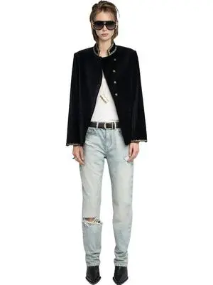 Zadig&Voltaire Embroidered Velvet Blazer - Black