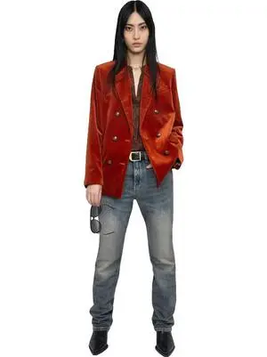 Zadig&Voltaire Vaska Structu Velvet Blazer - Red