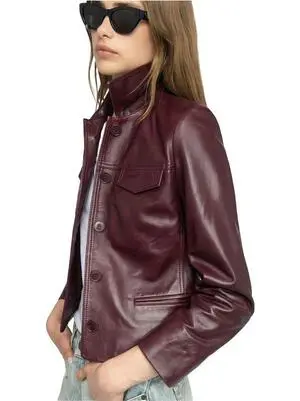 Zadig&Voltaire Liam Leather Jacket - Burgundy / Red