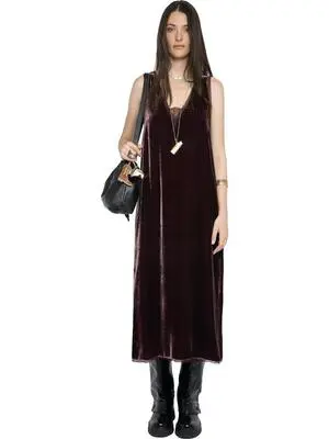 Zadig&Voltaire Renzo Velvet Maxi Dress - Burgundy / Red