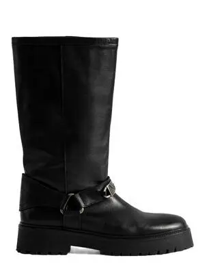 Zadig&Voltaire Angie Leather Biker Boots - Black