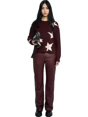 Zadig&Voltaire Markuz Cashmere Star Sweater - Burgundy / Red