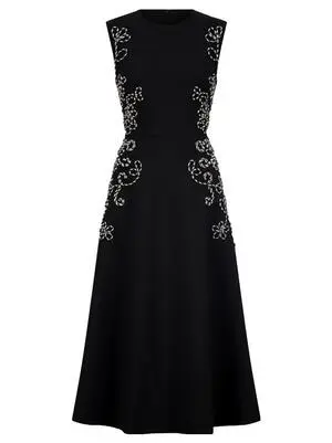 Lela Rose Corded Embroidery A-line Dress - Black