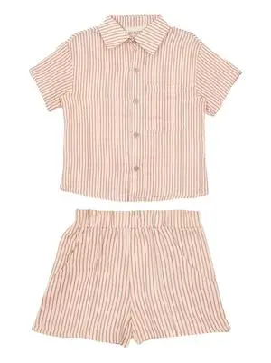 BECKETT AND BEAR Striped Two-piece Shorts Set - Red
