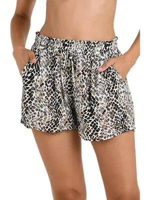 La Blanca Metallic Cover-up Shorts - Taupe