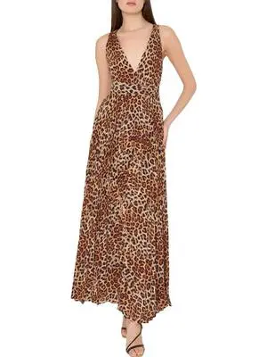 MILLY Oria Leopard Print Maxi Dress - Multi