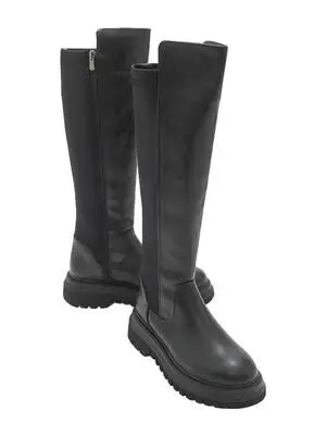 PROLOGUE SHOES Shadow Knee High Boots - Black Faux Leather