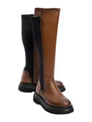 PROLOGUE SHOES Shadow Knee High Boots - Cognac Faux Leather