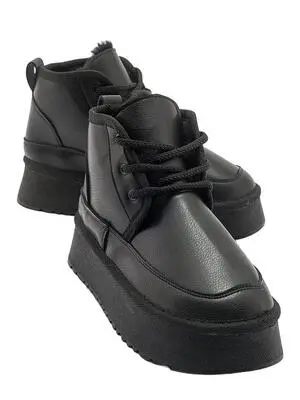 PROLOGUE SHOES Ovela Chunky Boots - Black Faux Leather