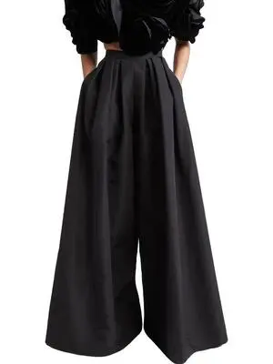 Carolina Herrera Pleated Silk Faille Palazzo Pants - Black