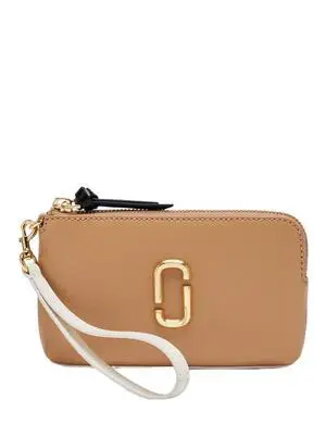 Marc Jacobs The Snapshot Wristlet Leather Clutch Camel Multi