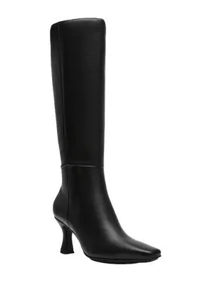Anne Klein Knee High Stiletto Boots Black Smooth