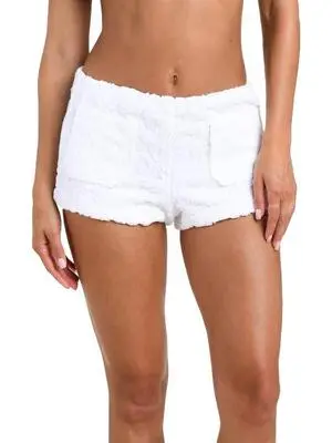 L'Agence Amiya Cotton Terry Cover-up Shorts - White
