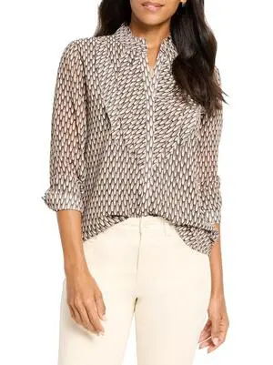 NIC+ZOE Abstract Dot Chiffon Top - Neutral Multi