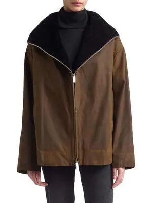 TOTEME Country Waxed Cotton Funnel Neck Jacket - Bark