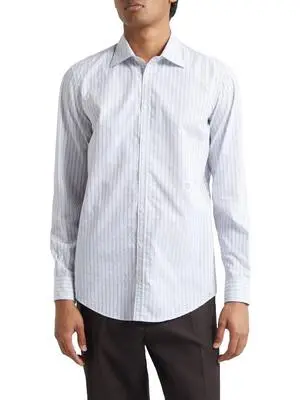 Massimo Alba Genova Classic Stripe Cotton Button-up Shirt - Atlantic