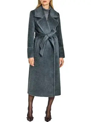 Sentaler Bouclé Wool And Alpaca Blend Wrap Coat - Graphite