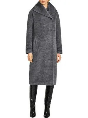 Sentaler Wool And Suri Alpaca Blend Hooded Coat - Grey Melange