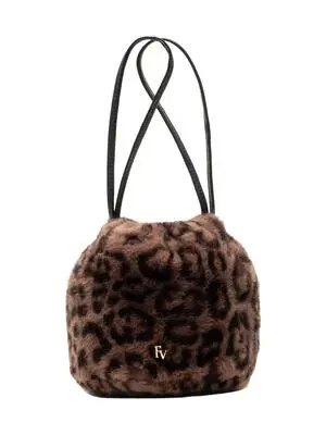 FRANCES VALENTINE Faux Fur Bucket Bag - Brown/multi