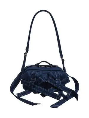 Simone Rocha Classic Bow Denim Crossbody Bag - Indigo