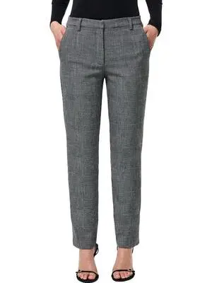 French Connection Glen Plaid Slim Crop Trousers - Charcoal