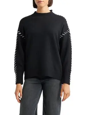 CITY BLUES Lutetia Relaxed Whipstitch Sweater - Black
