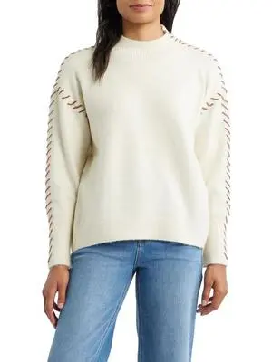 CITY BLUES Lutetia Relaxed Whipstitch Sweater - Bone White