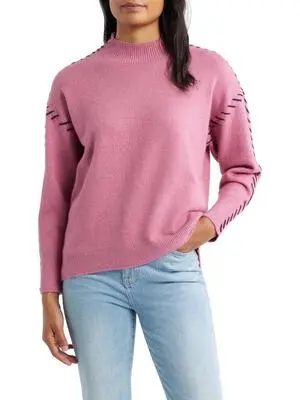 CITY BLUES Lutetia Relaxed Whipstitch Sweater - Rose