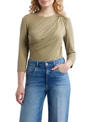CITY BLUES Shoulder Twist Top Light Olive