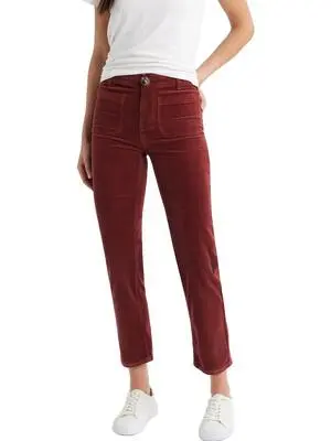 CITY BLUES Soho Patch Pocket Straight Leg Corduroy Pants - Wine
