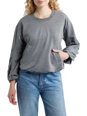 CITY BLUES Pleated Sweatshirt Heather Gray
