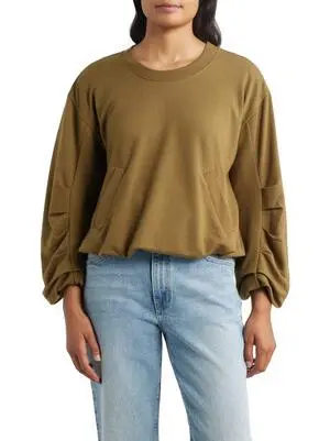 CITY BLUES Pleated Sweatshirt Olive