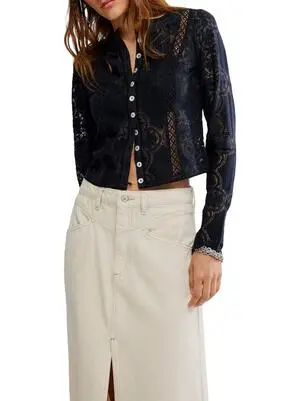 Free People Jae Button-Up Top Black