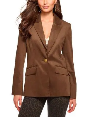 Ramy Brook Longline Faux Suede Blazer - Coffee