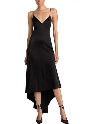 Alice + Olivia Luciana Deep V Asymmetrical Dress - Black