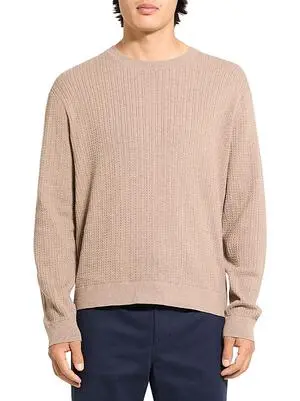 Theory Riland Cable Knit Sweater Feather Melange