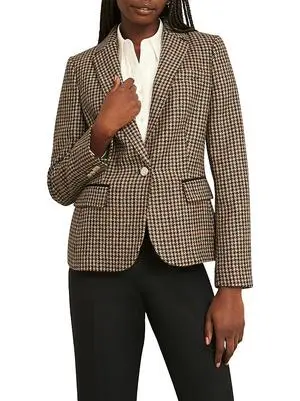 HOBBS LONDON Adeline Houndstooth Jacket - Brown Multi