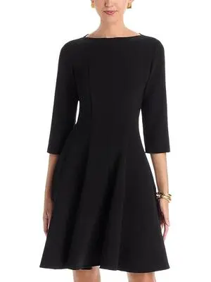Caroline Rose Boat Neck Dress - Black