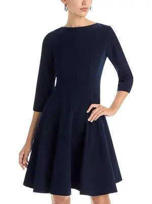 Caroline Rose Boat Neck Dress - Navy