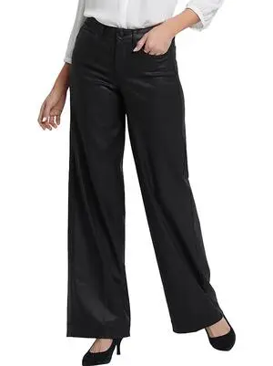 NYDJ Coated Teresa Wide Leg Jeans - Black Coated