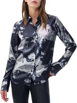 Rag & Bone Yvette Metallic Shirt - Silver Multi