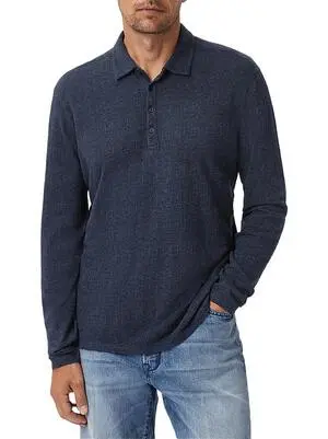John Varvatos Jalen Jacquard Long Sleeve Polo Shirt - Navy