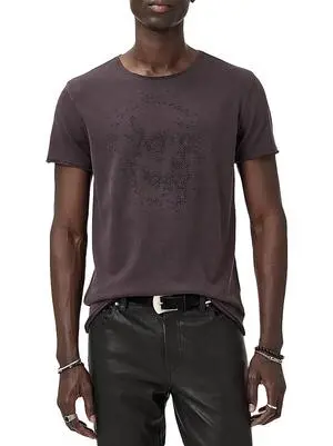 JOHN VARVATOS Raw Edge Beaded Skull Tee