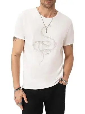 John Varvatos Raw Edge Fine Line Embroidered Tee - Salt